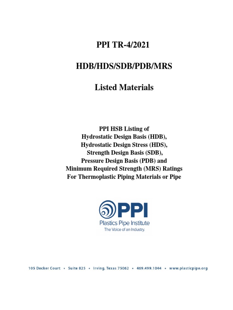 PPI TR-4/2021 Hdb/Hds/Sdb/Pdb/Mrs Listed Materials | PDF | Polyethylene ...