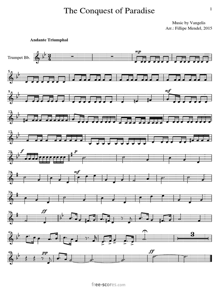 (Free Scores - Com) Mendel Fillipe The Conquest Paradise Trumpet 5282 ...