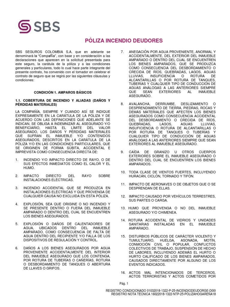 Modelo Poliza Incendio | PDF | Póliza de seguros | Seguro