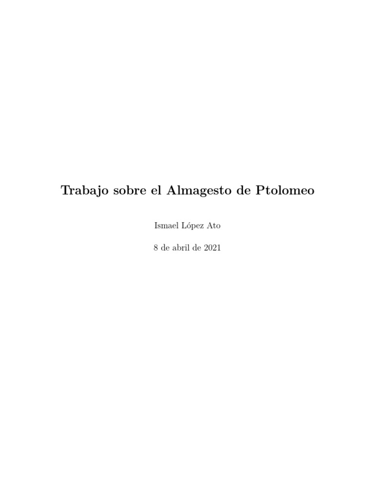 Trabajo Sobre Almagesto de Ptolomeo-Ismael Lope Ato | PDF | Ptolomeo ...
