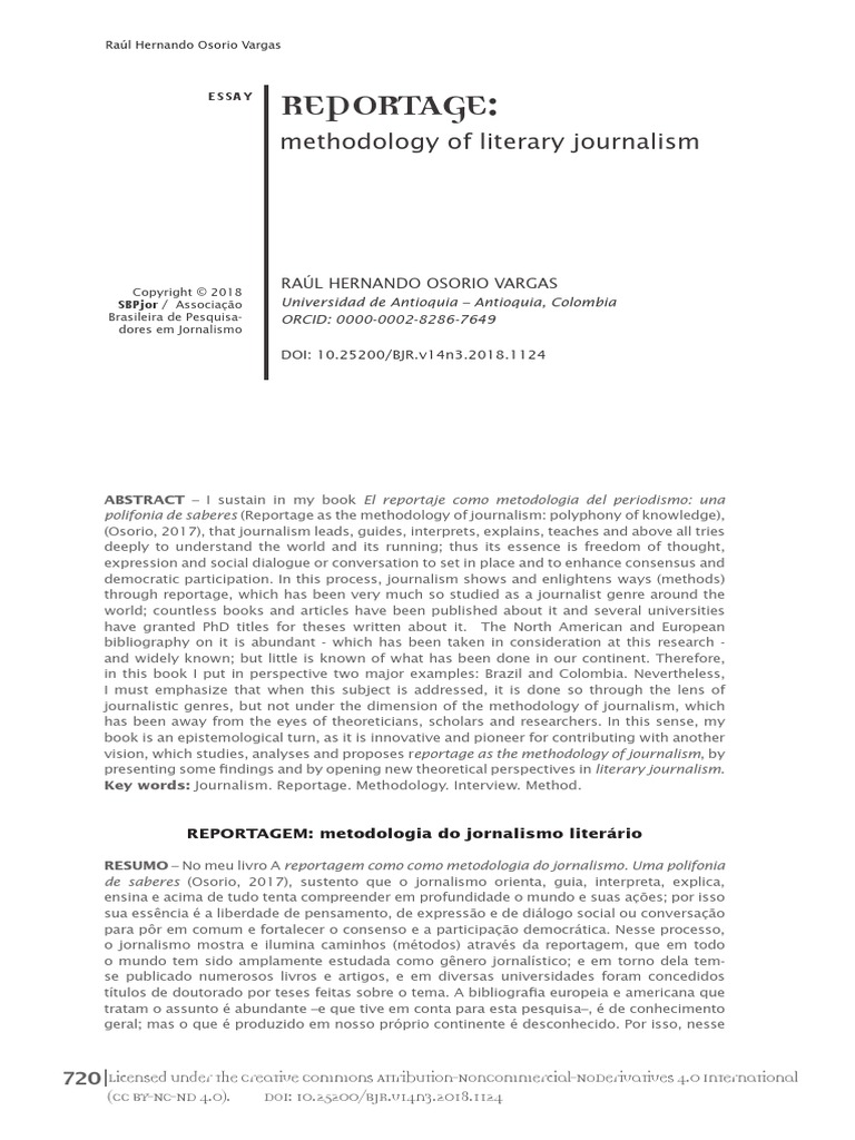 Reportage:: Methodology of Literary Journalism | Download Free PDF ...