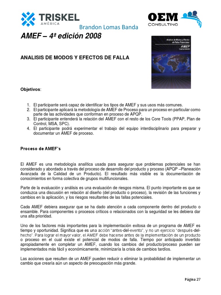Core Tools Final AMEF IRG Brandon Lomas | PDF | Ingeniería de ...