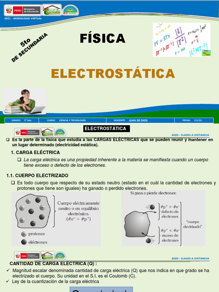 Tema Electrostática 5to Sec | PDF | Carga eléctrica | Electrostática