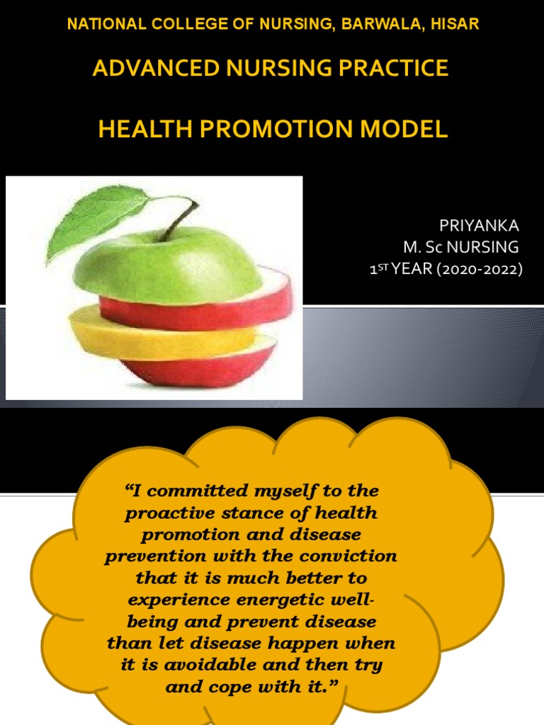 Health Promotion Model Ppt's | PDF | Behavior | Nursing