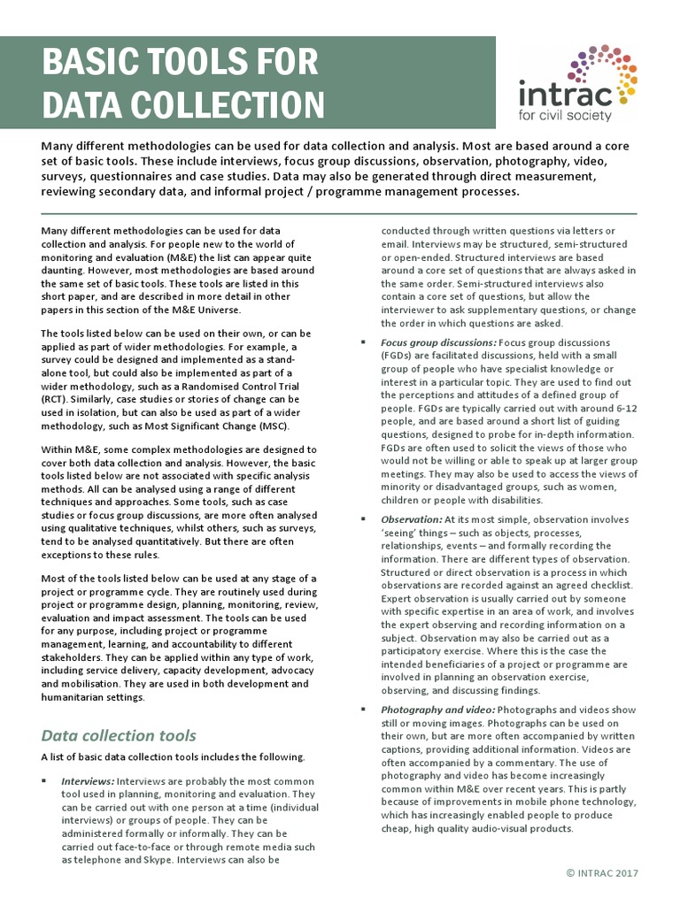 Basic Tools For Data Collection | PDF