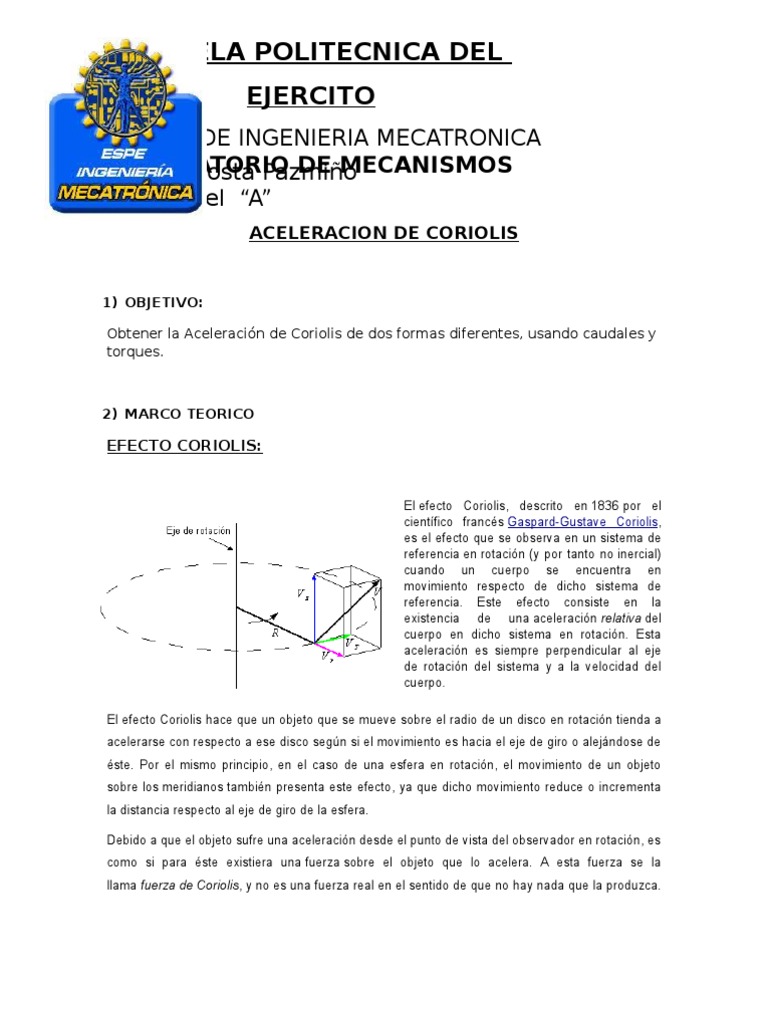 Análisis del efecto Coriolis y cálculo de la aceleración de Coriolis mediante experimentos con ...