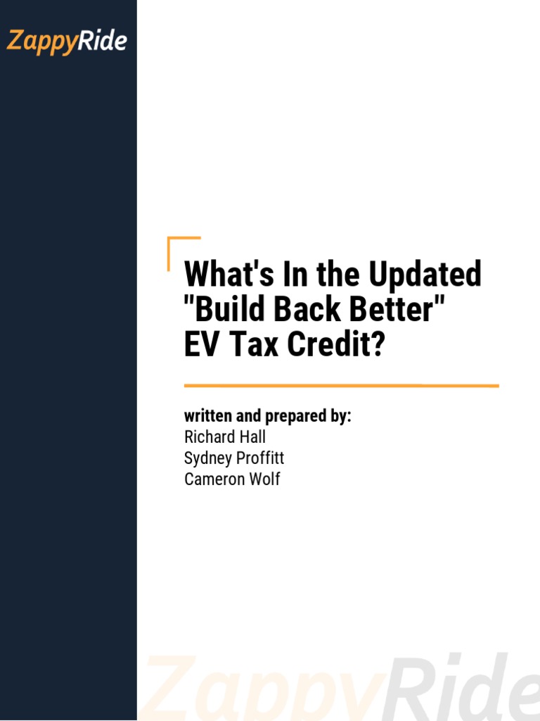 Updated EV Tax Credits in Build Back Better | PDF | Electric Vehicle ...