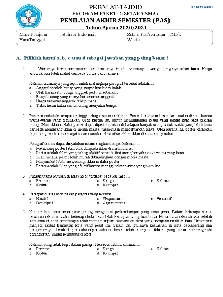 Paket C Kelas XII | PDF