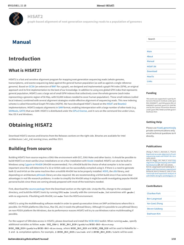 Manual - Hisat2 | Download Free PDF | Sequence Alignment | Computer Science