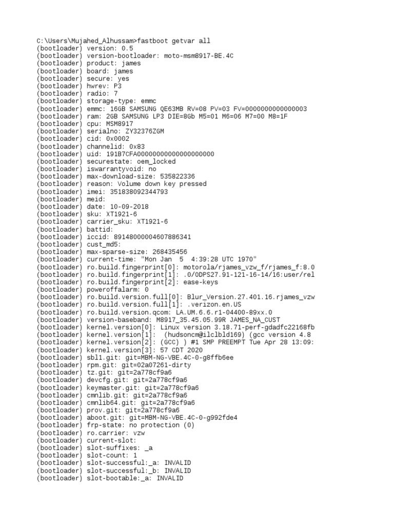XT1921 6 Info | PDF | Booting | Software Engineering