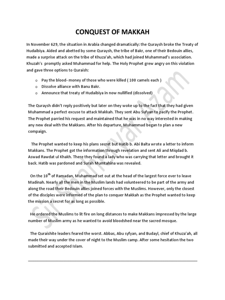 CONQUEST OF MAKKAH Hunain Tabuk PDF | PDF | Muhammad | Mecca