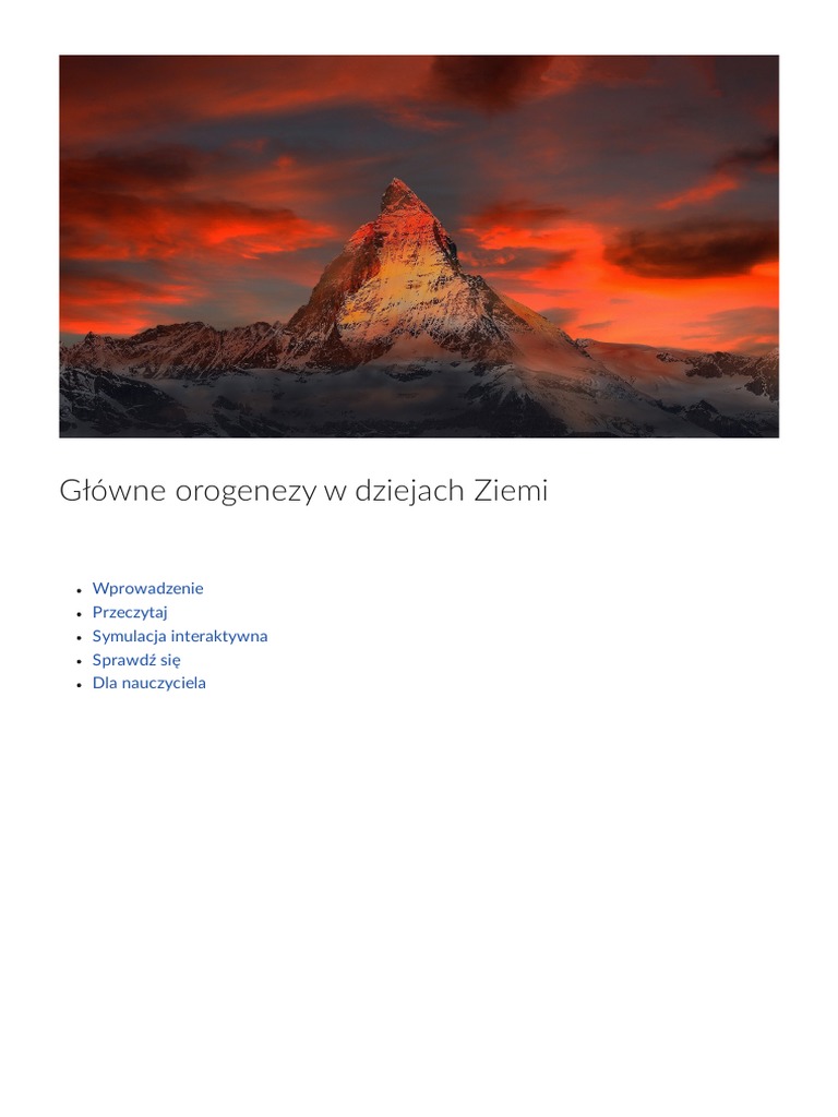 Glowne Orogenezy W Dziejach Ziem | PDF