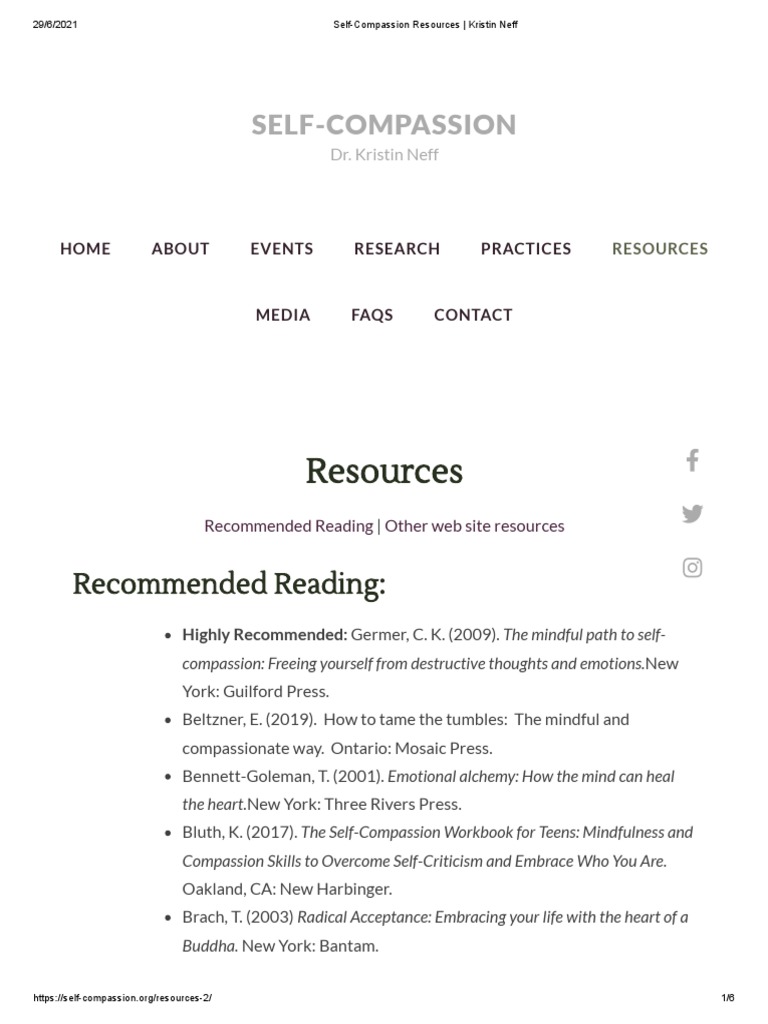 Self-Compassion Resources - Kristin Neff | PDF | Mindfulness | Social ...
