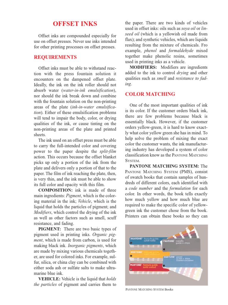 A Comprehensive Guide to Offset Printing Inks: Composition, Properties ...