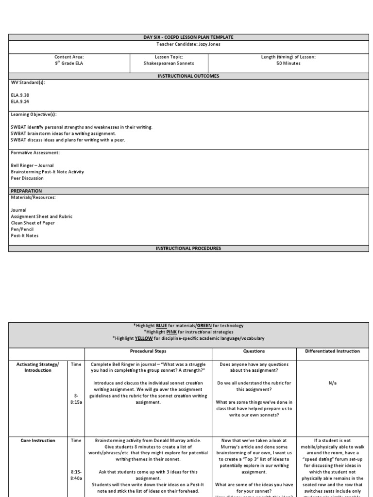 5 Day Detailed Coepd Plans | Download Free PDF | Lesson Plan ...