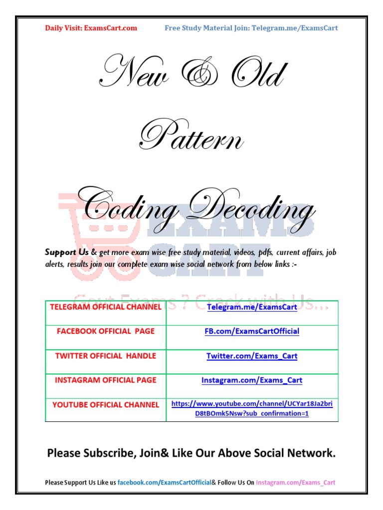 New Pattern Coding Decoding Short Tricks Question Answers PDF | PDF ...
