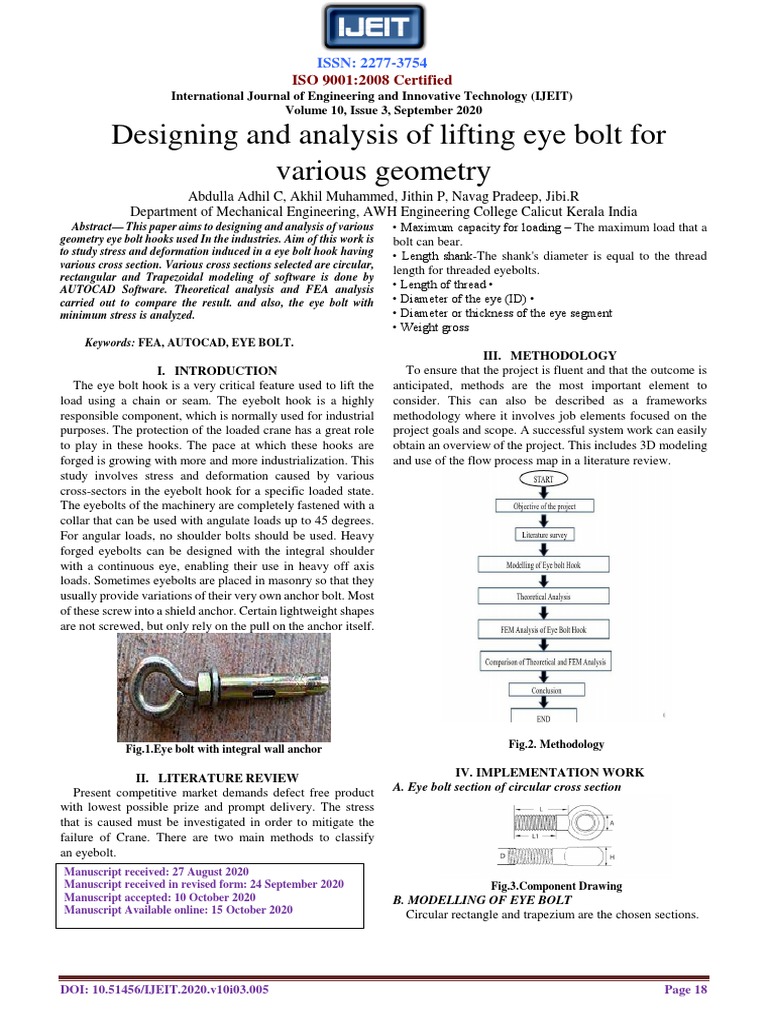 Designing and Analysis of Lifting Eye Bolt For Various Geometry | PDF ...