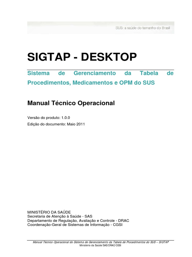 Manual SIGTAP: Gerenciamento SUS | PDF | Internet | Odontologia