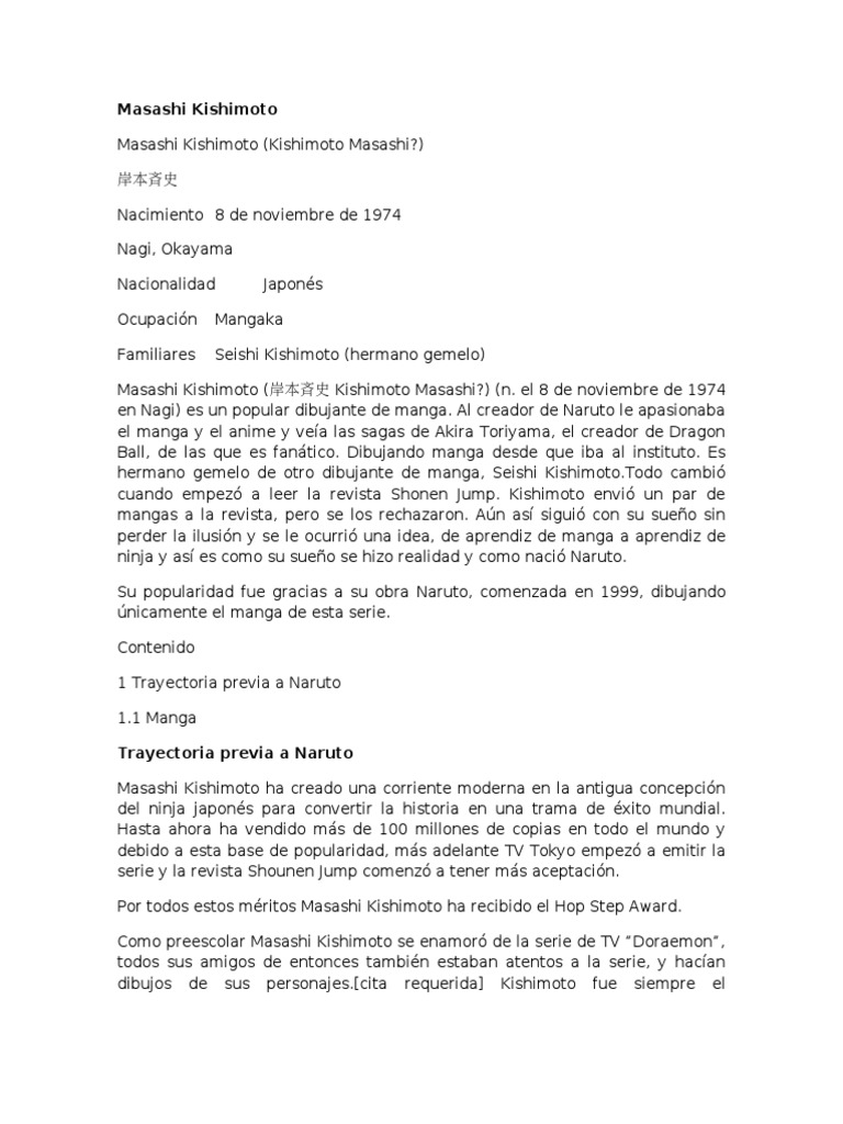 Masashi Kishimoto | PDF | Anime y manga | Manga