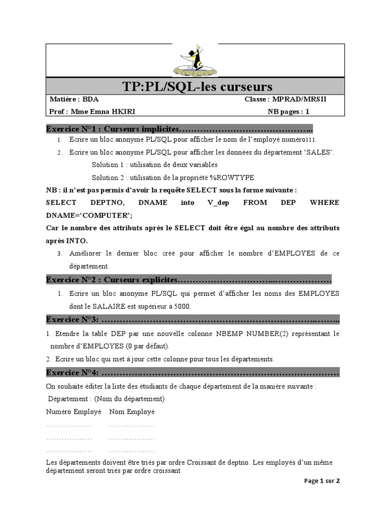TP Curseurs | PDF | Informatique