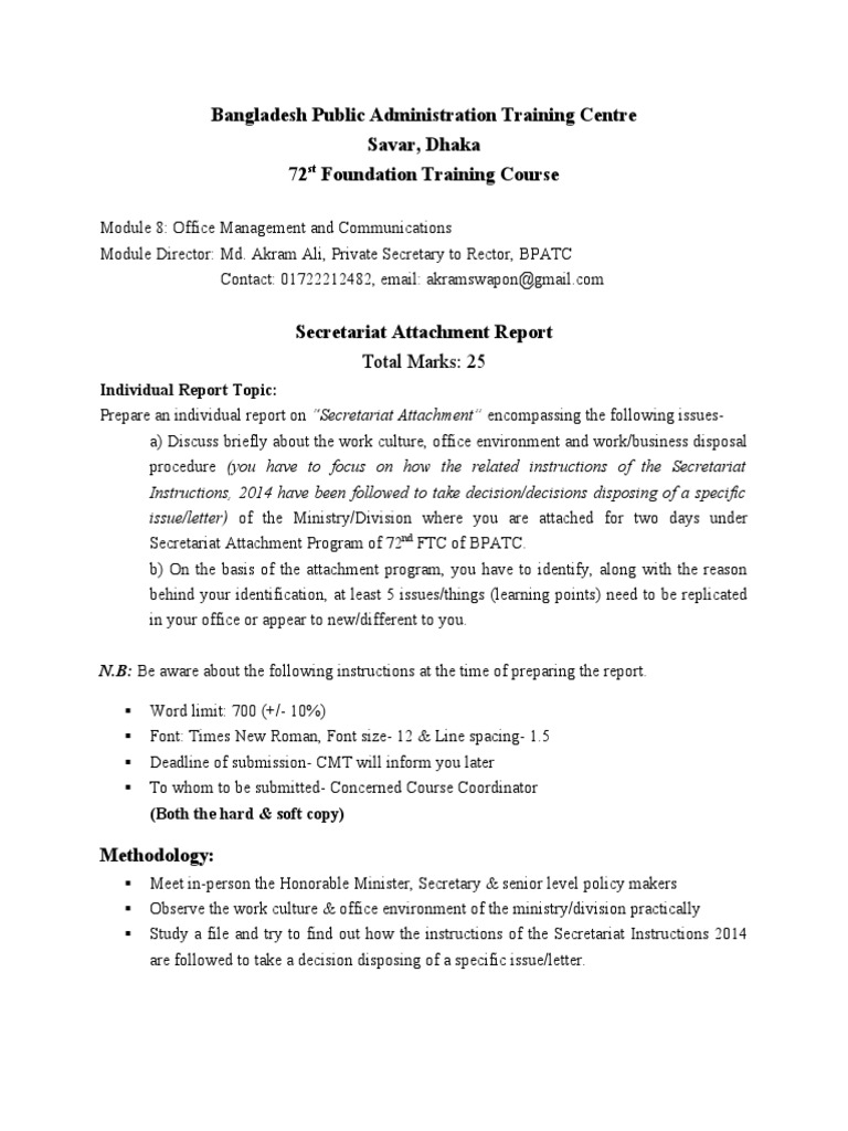 Secretariat Attachment - Individual Report | PDF