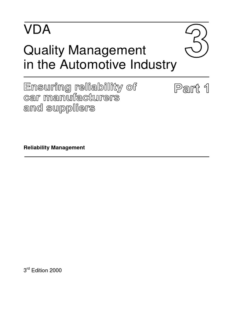 VDA Band 03.1 Eng 2000 Ensuring Reliability | PDF | Reliability ...