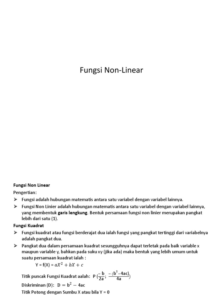 Aplikasi Fungsi Non Linear Dalam Ekonomi Dan Bisnis | PDF