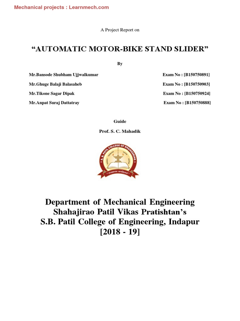 Automatic Bike Stand Report Pdf Resistor P N Junction
