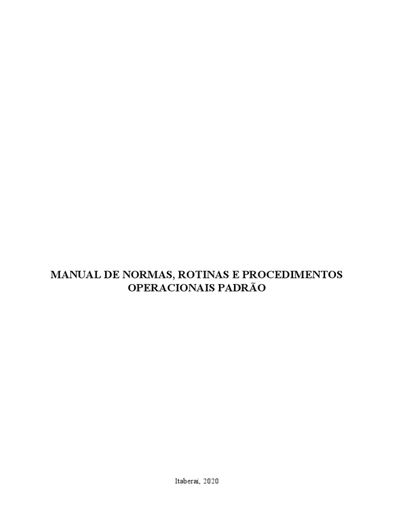 Manual de Normas, Rotinas e Procedimentos Operacionais Padrão Pop | PDF ...