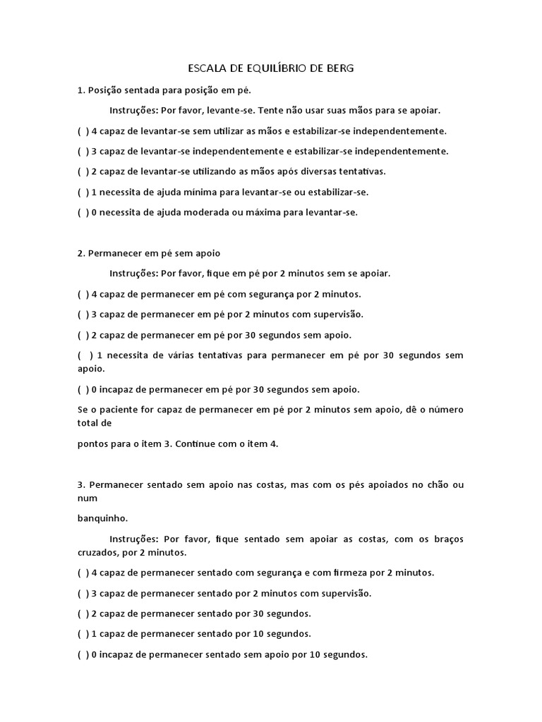 Escala de Berg Original | PDF