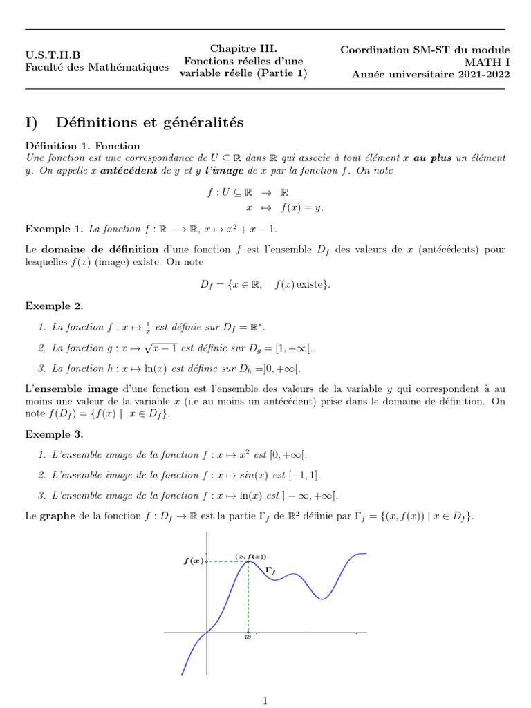 Chapitre 3 - Fonctions Réelles D'une Variable Réelle (Partie 1) | PDF ...