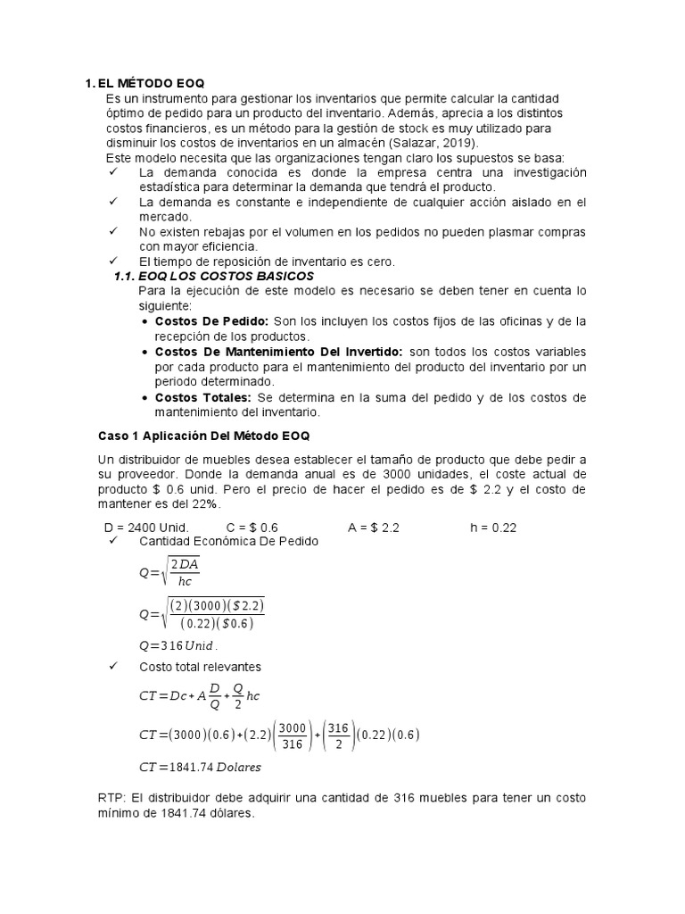 EL MÉTODO EOQ | PDF | Inventario | Microeconomía