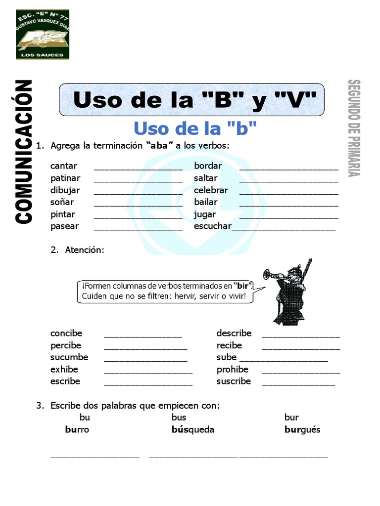 Ficha de Uso de La B y V para Segundo de Primaria | PDF