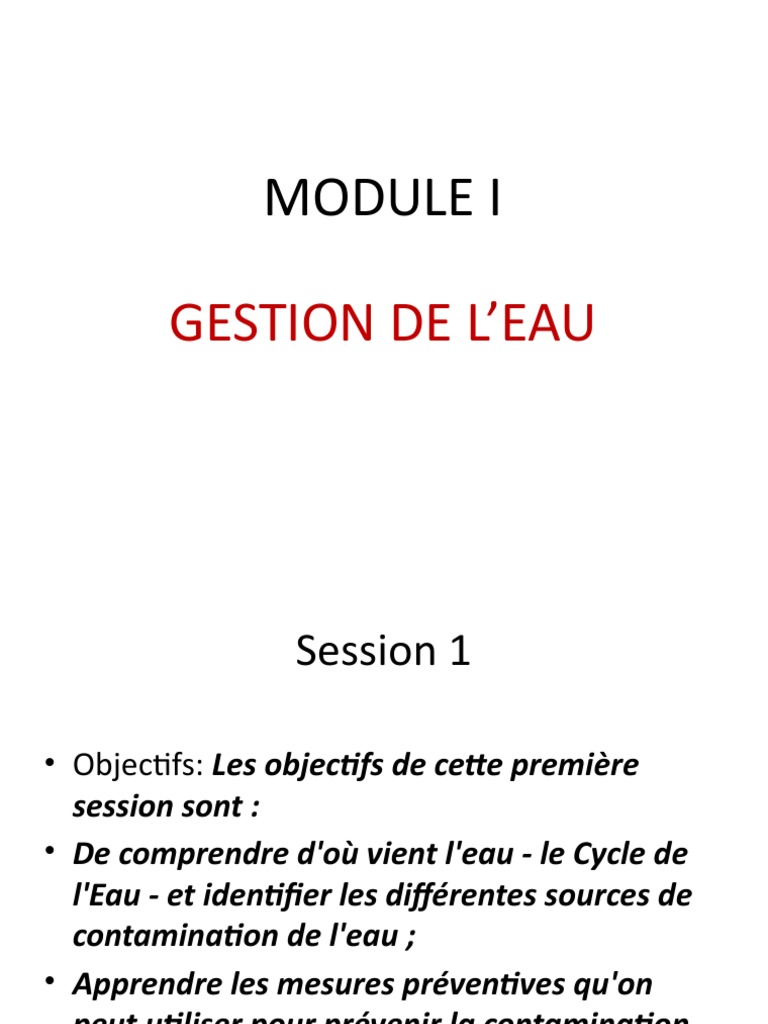 Module I Gestion de L'eau | PDF | Eau | Filtration