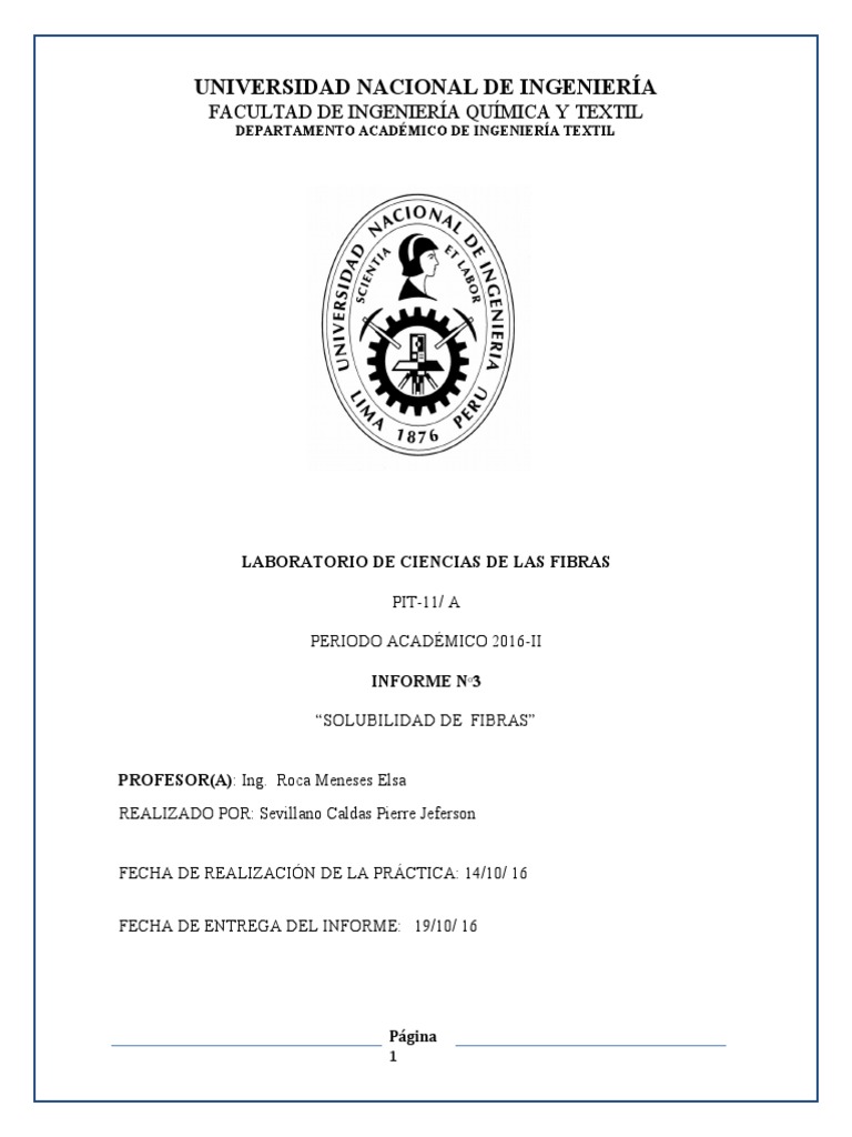 Ciencias de La Fibra 3er Labo Fibras Manufactureras | PDF | Solubilidad ...