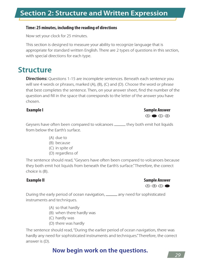 Structure: Section 2: Structure and Written Expression | PDF | Phrase ...