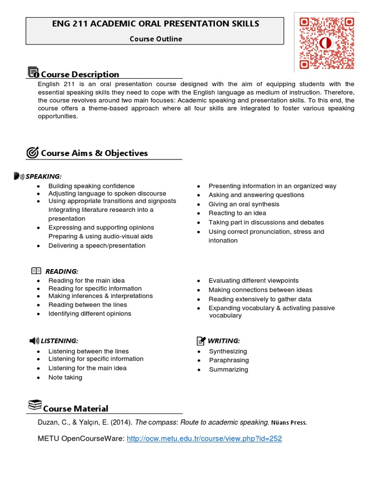 ENG 211 Oral Presentation Skills Outline | PDF | Turnitin | English ...