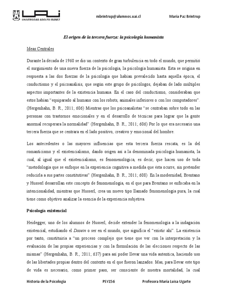 Mini-Ensayo N°9 de Hergenhahn | PDF | Sicología | Existencialismo