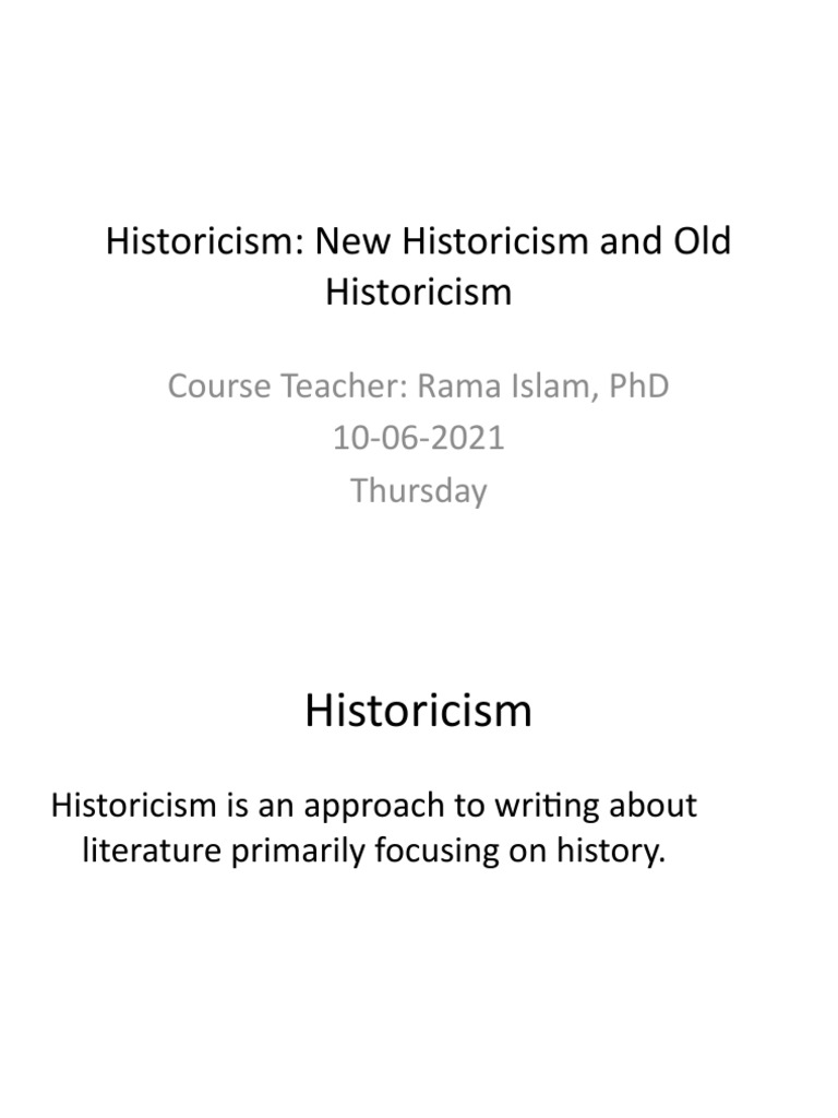Concept of Historicism | PDF | Philosophical Theories | Philosophical ...