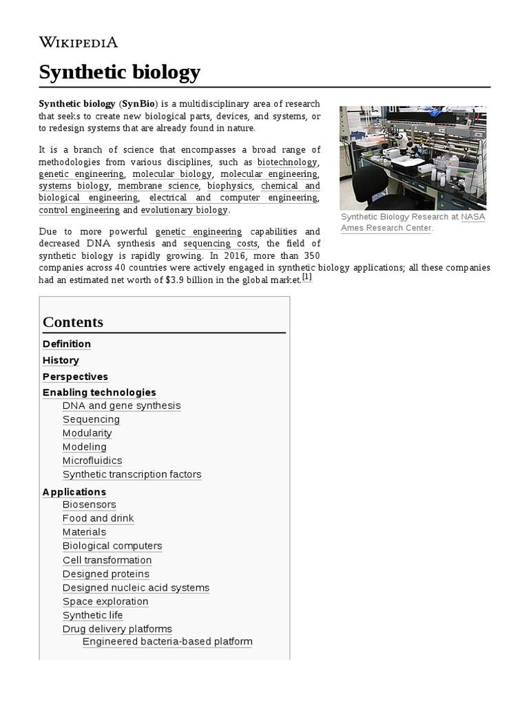 Synthetic Biology: Synthetic Biology (Synbio) Is A Multidisciplinary ...