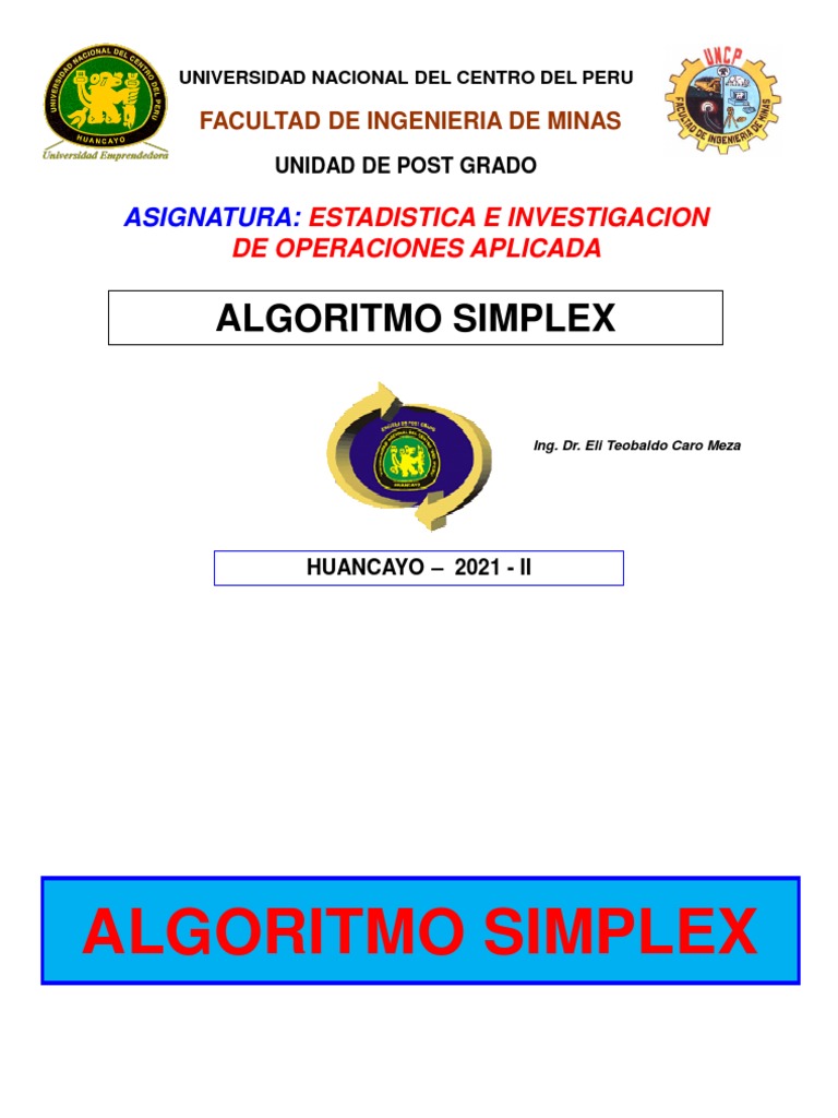 Algoritmo Simplex | PDF | Ecuaciones | Programación de computadoras