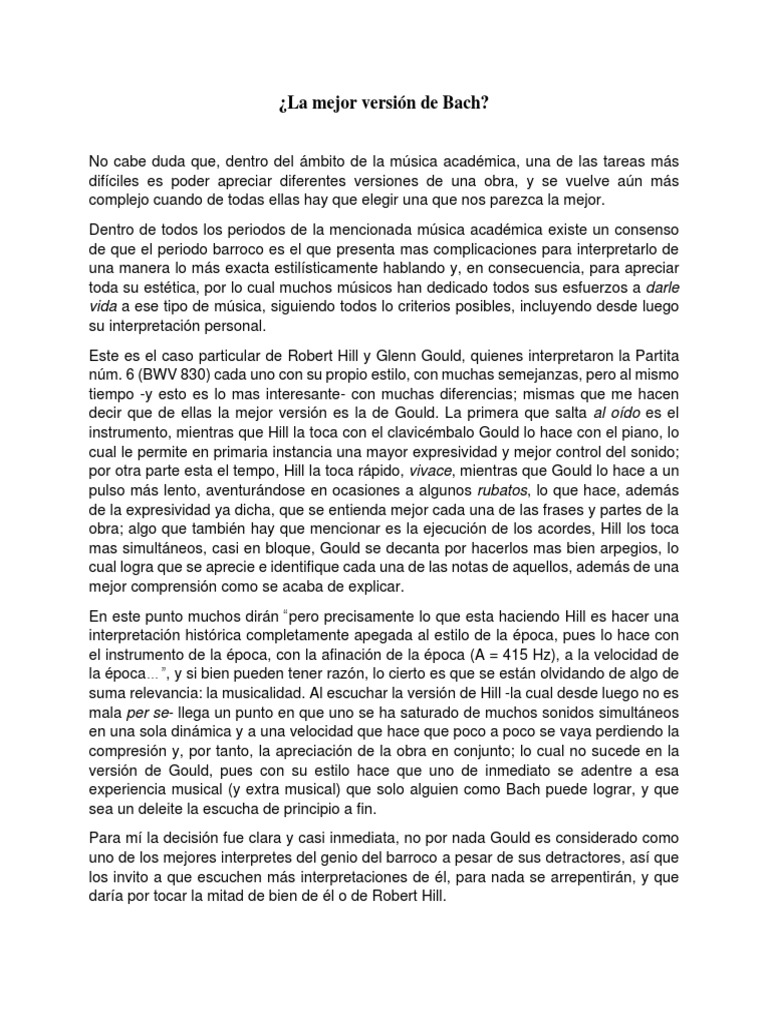 La Mejor Versión de Bach | PDF | Johann Sebastian Bach | Tempo