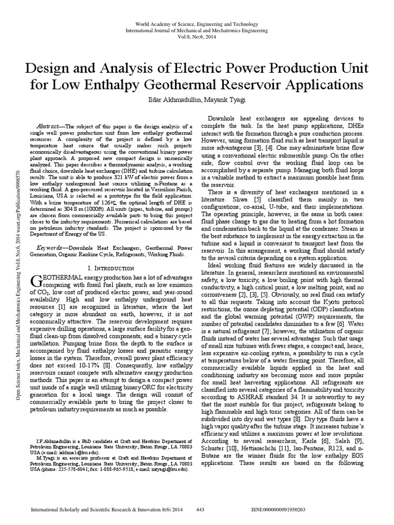 Compact Geothermal Power Unit Design | PDF | Heat | Heat Exchanger