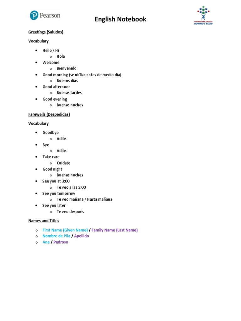 Clase 01 - Greetings and Farewells | PDF