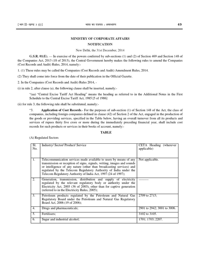 Cost Record and Audit Rules - 31.12.2014 | PDF | Depreciation | Expense