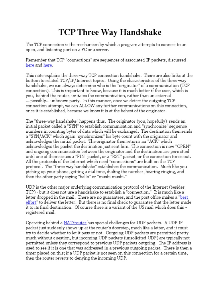 3 Way Handshake | PDF | Transmission Control Protocol | Computing
