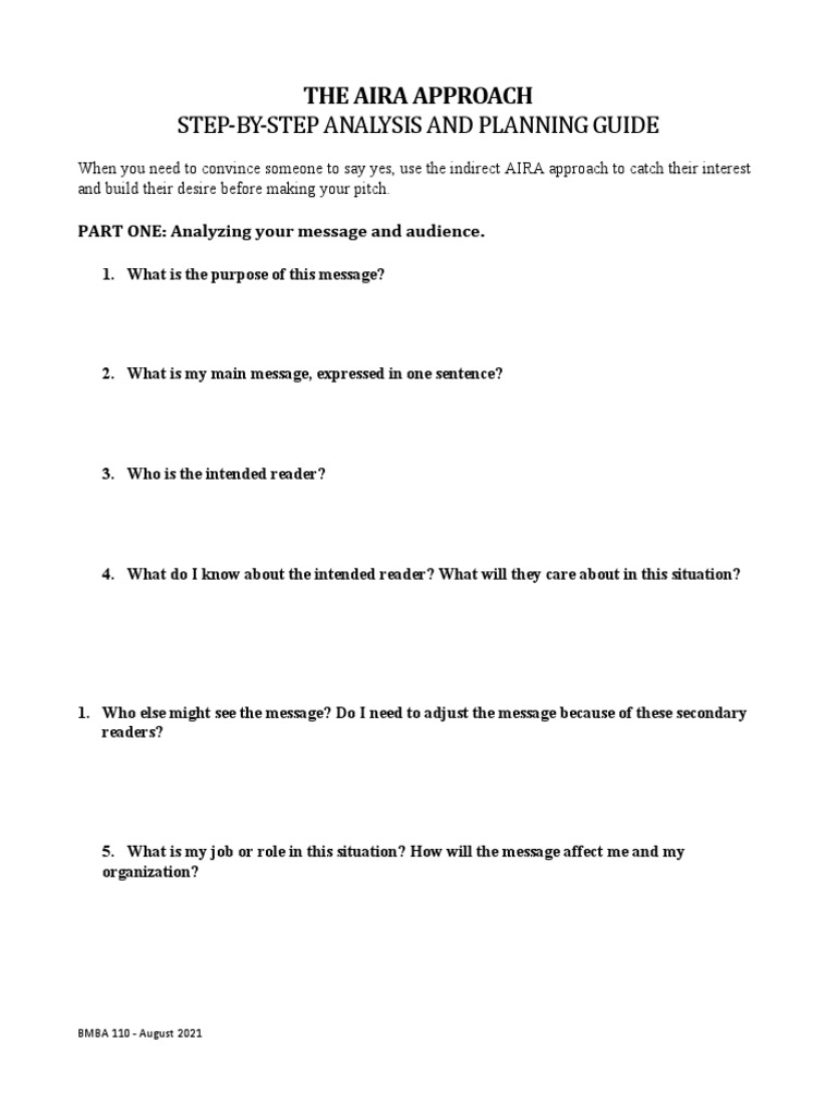 Step-By-Step Analysis and Planning Guide: The Aira Approach | PDF ...