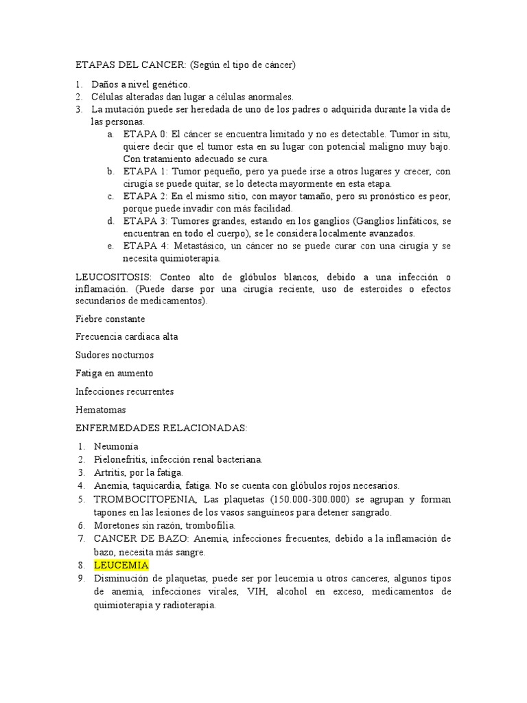Etapas Del Cancer | PDF