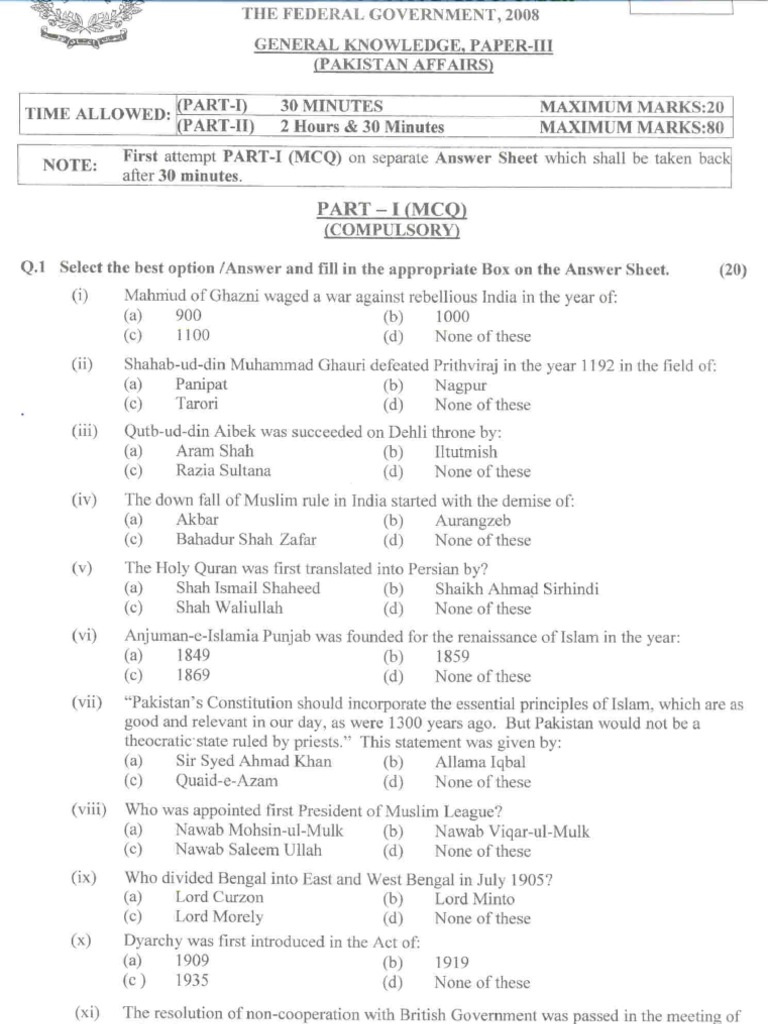 General Knowledge Pakistan Affairs | PDF