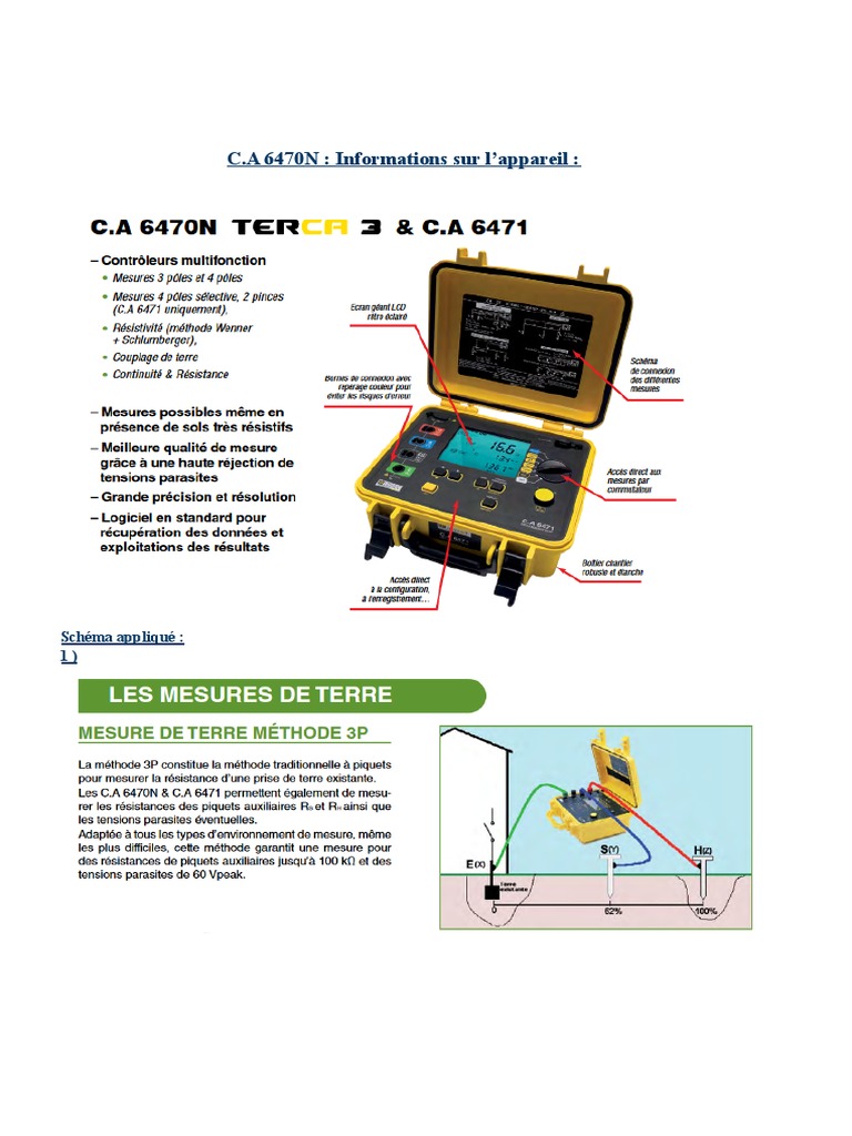 Informations sur l'appareil C.A 6470N | PDF